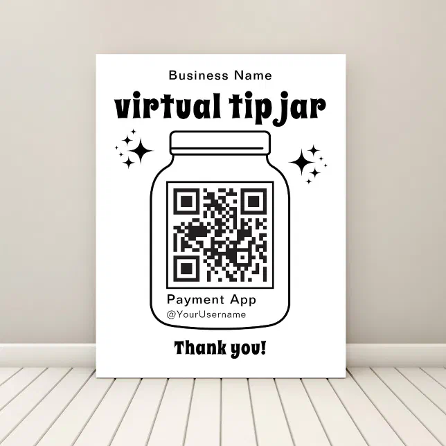 Virtual Tip Jar with QR Code Foam Board | Zazzle