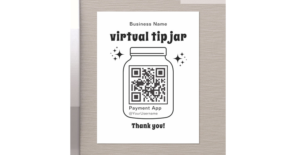 Virtual Tip Jar with QR Code Magnetic Dry Erase Sheet | Zazzle