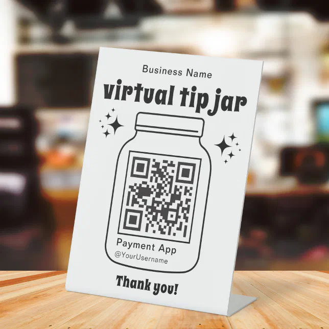 Virtual Tip Jar with QR Code Pedestal Sign | Zazzle