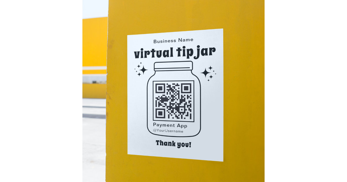 Virtual Tip Jar with QR Code Poster | Zazzle