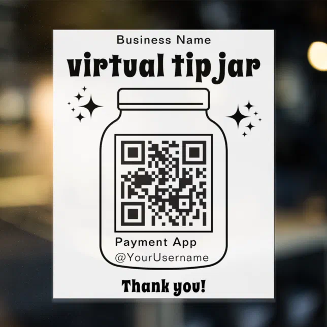 Virtual Tip Jar with QR Code Sticker | Zazzle