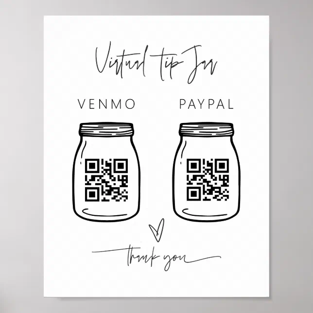 Virtual Tips Sign Cash Business Donate Poster G400 | Zazzle