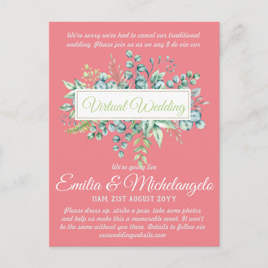 Virtual Wedding Video Chat Live Streaming Invites | Zazzle