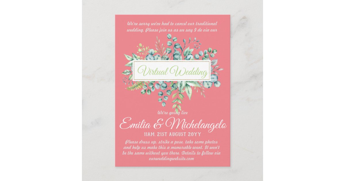 Virtual Wedding Video Chat Live Streaming Invites | Zazzle