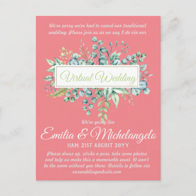 Virtual Wedding Video Chat Live Streaming Invites | Zazzle
