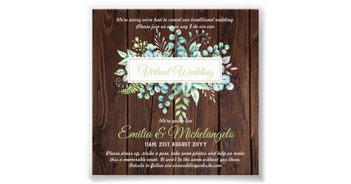 Virtual Wedding Video Chat Live Streaming Invites Photo Print | Zazzle