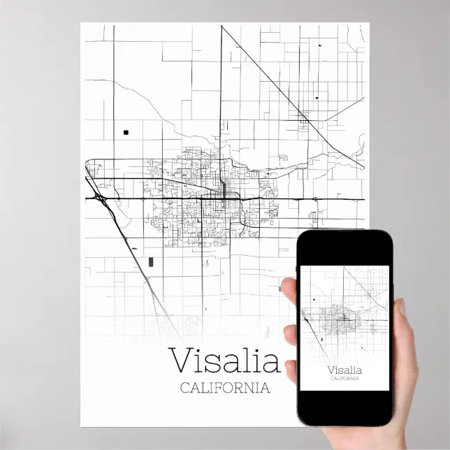 Visalia Map - California - City Map Poster | Zazzle