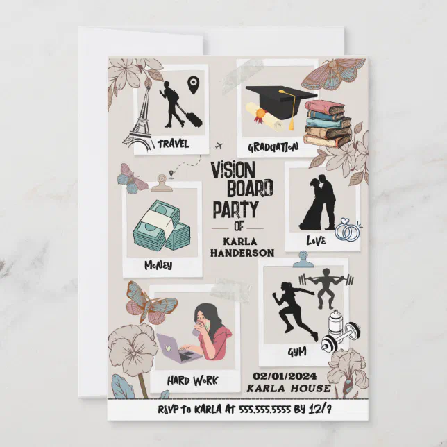 Vision Board Party Invitation, Dream vision Invita Invitation | Zazzle