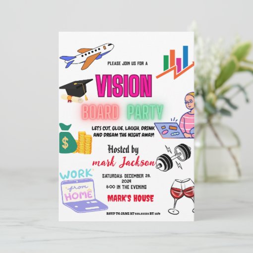 Vision Board Party Invitation, Dream vision Invitation | Zazzle