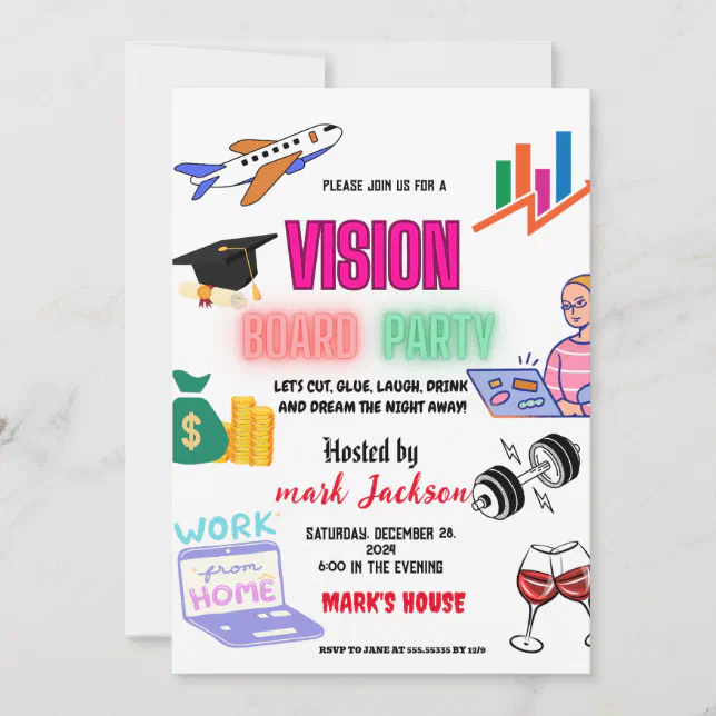 Vision Board Party Invitation, Dream vision Invitation | Zazzle