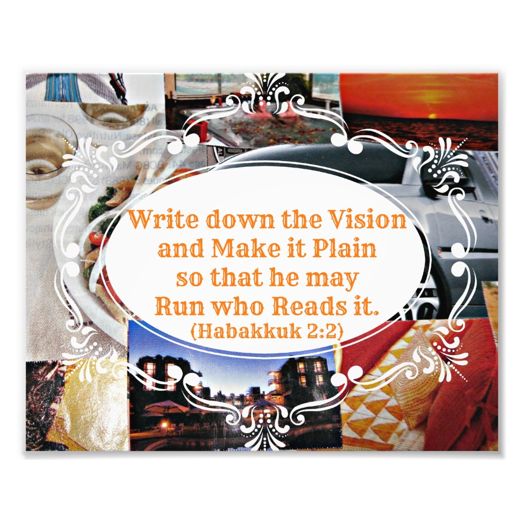 Vision board with Bible verse Write down the Visio Photo Print | Zazzle
