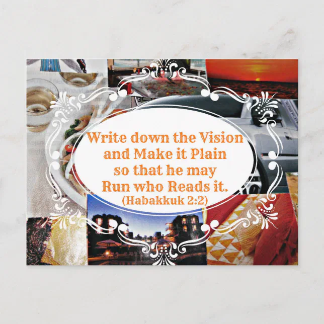 Vision board with Bible verse Write down the Visio Postcard | Zazzle