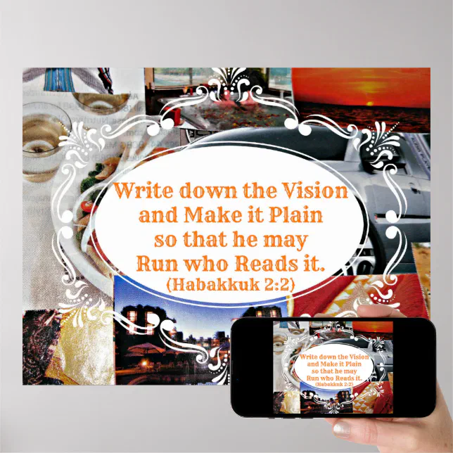 Vision board with Bible verse Write down the Visio Poster | Zazzle