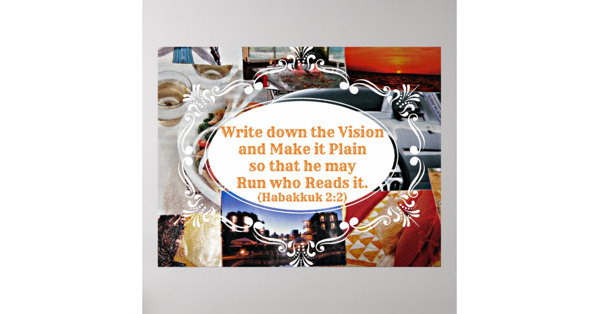 Vision board with Bible verse Write down the Visio Poster | Zazzle