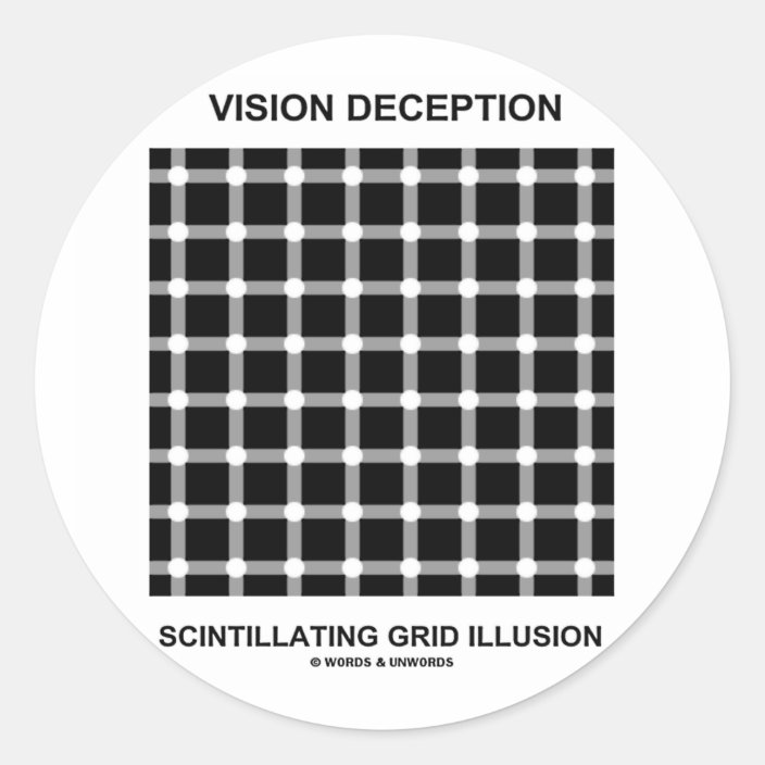 Vision Deception Scintillating Grid Illusion Classic Round Sticker ...