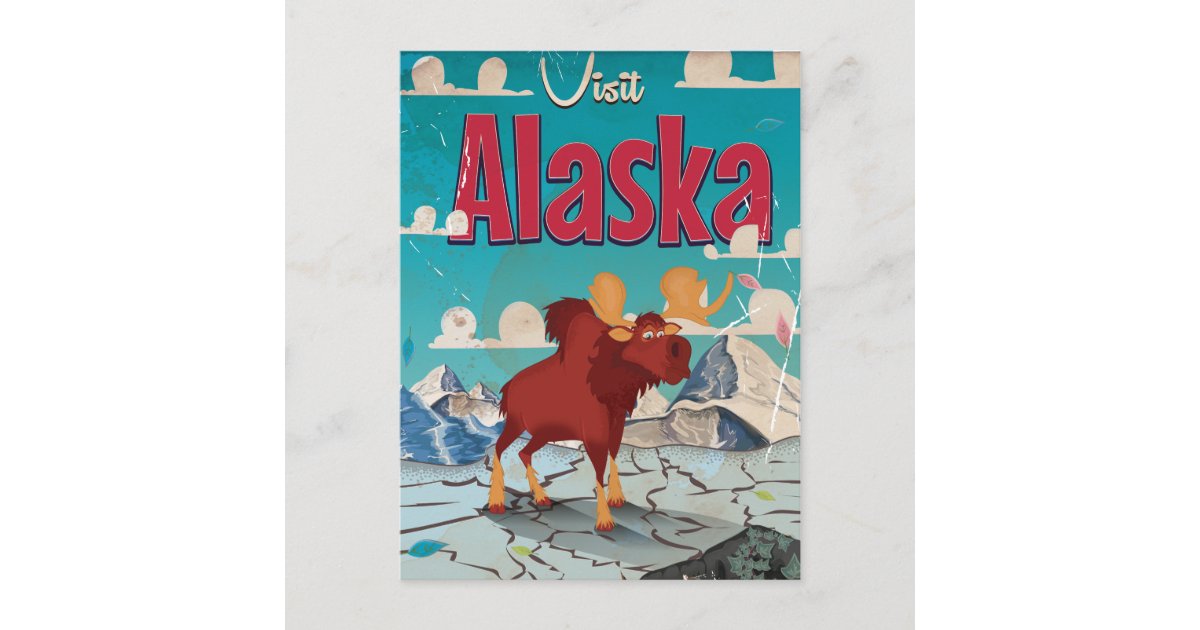 Visit Alaska Cartoon Vintage Poster Postcard | Zazzle