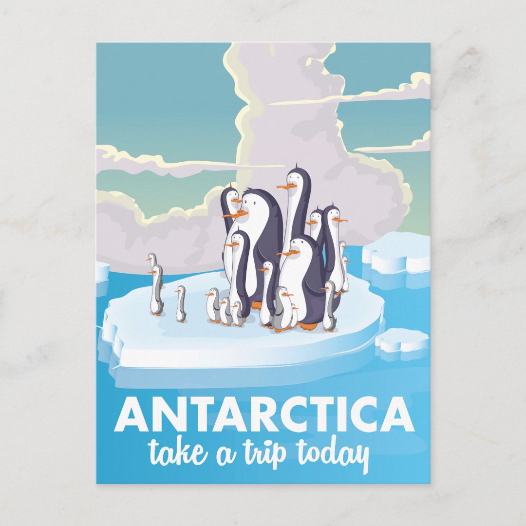 Visit Antarctica Vintage travel poster Postcard | Zazzle
