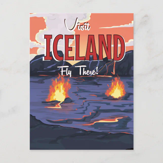 Visit Iceland vintage travel poster Postcard | Zazzle