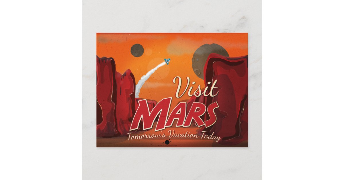 Visit Mars Vintage Poster Postcard | Zazzle