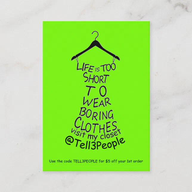 Visit My Closet Business Card Clothes Shopping | Zazzle