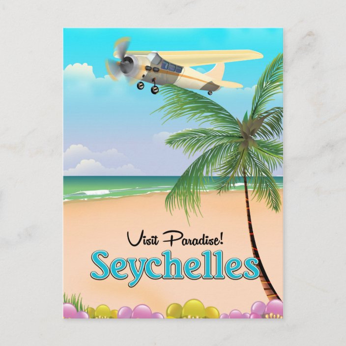Visit Paradise! Seychelles travel poster Postcard | Zazzle.com