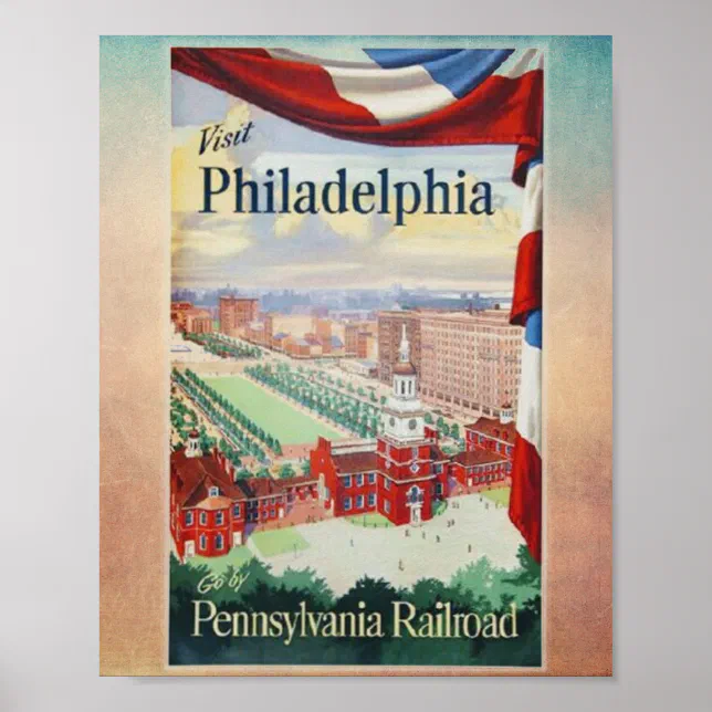Visit Philadelphia on the Pennsylvania Railroad Poster | Zazzle