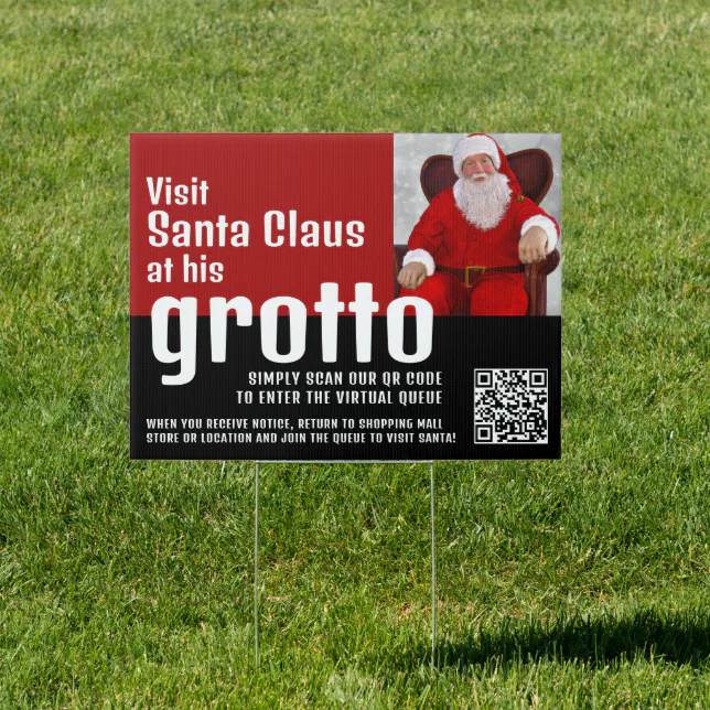 Visit Santa, Photo - QR Code Queue Grotto Sign | Zazzle