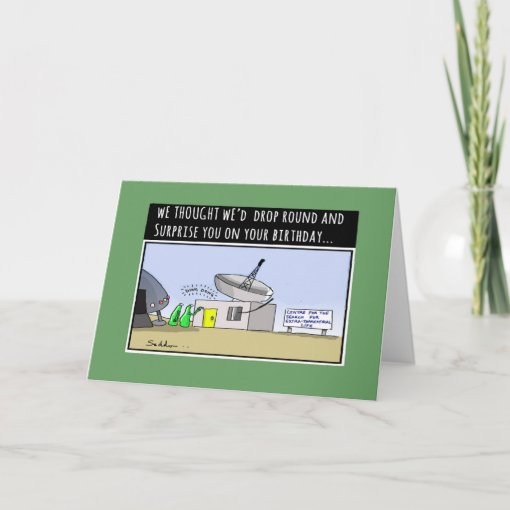 Visiting Aliens Funny Comic Cartoon Birthday Card | Zazzle