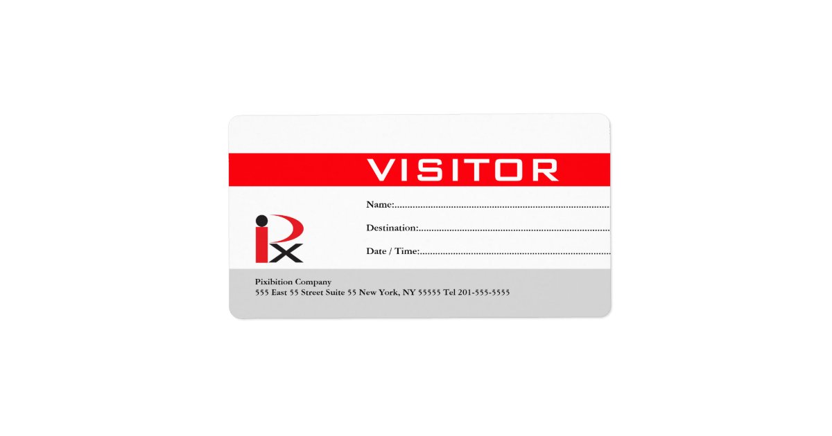 Visitor Badge Label Red | Zazzle