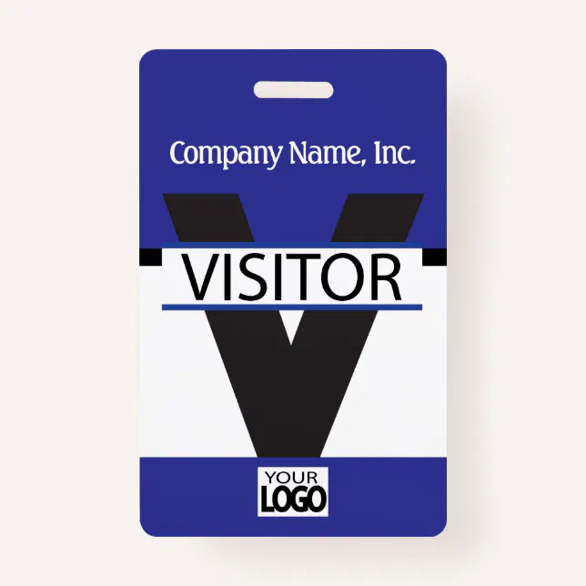 Visitor Badge with your Logo - Blue | Zazzle