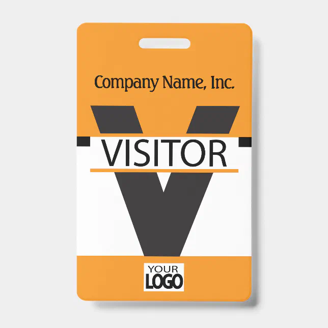 Visitor Badge with your Logo - Orange | Zazzle