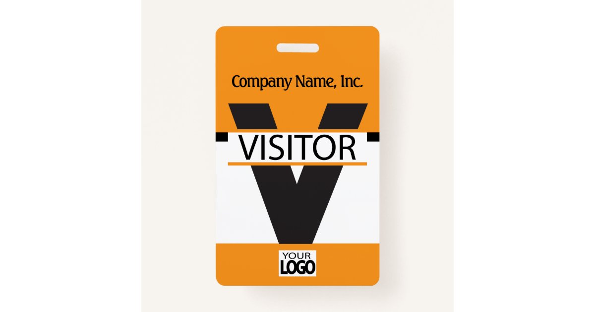 Visitor Badge with your Logo - Orange | Zazzle