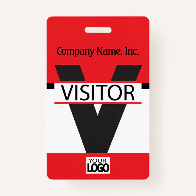 Visitor Badge with your Logo - Red | Zazzle