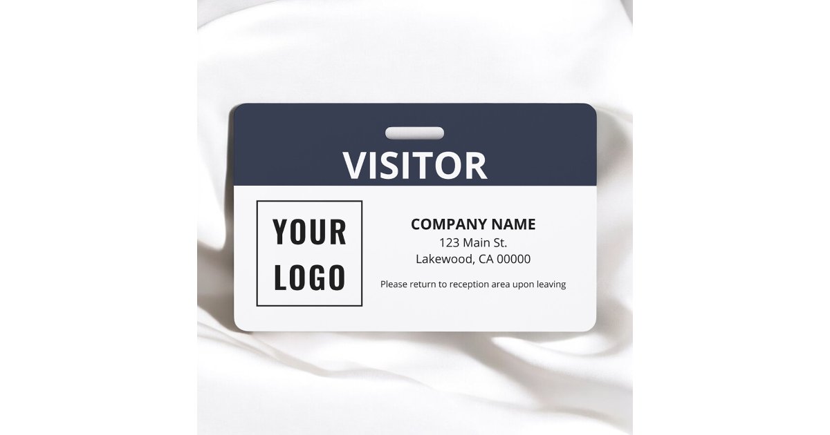 Visitor Pass Simple Logo ID Badge | Zazzle