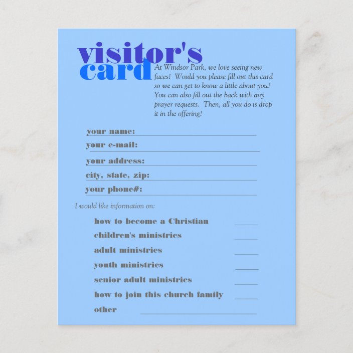 visitor's card | Zazzle.com
