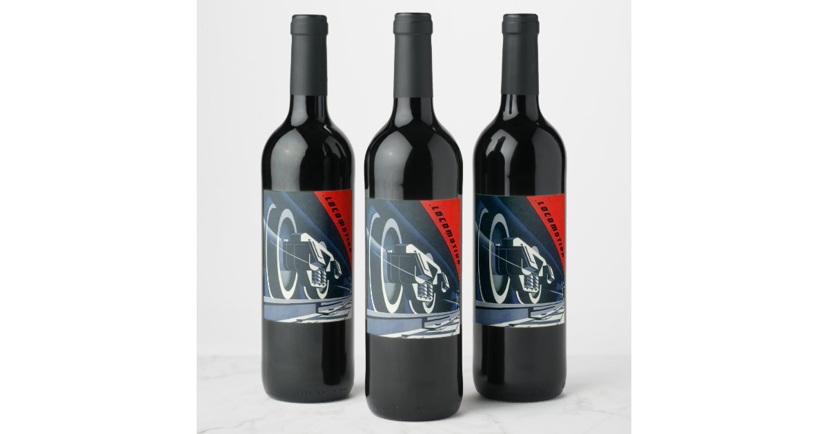 Visual Train wheels on track Locomotion Railroad Wine Label | Zazzle