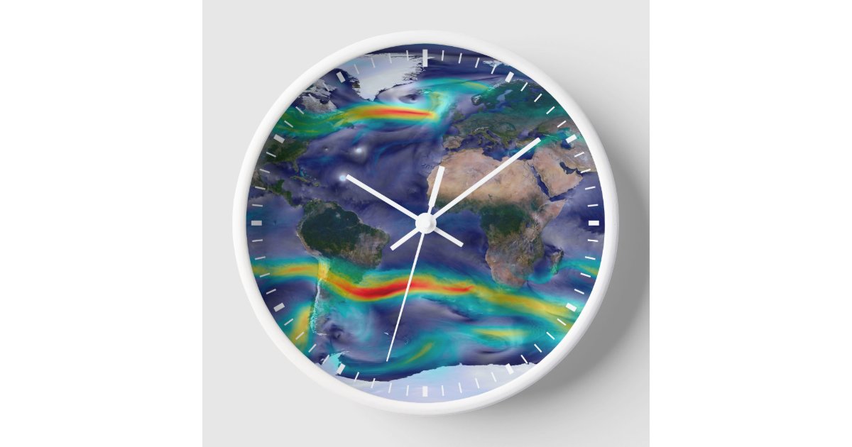Visualization Of Global Winds. Clock | Zazzle