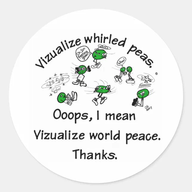 Visualize Whirled Peas Classic Round Sticker | Zazzle