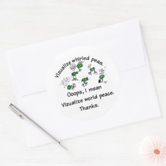 Visualize Whirled Peas Classic Round Sticker | Zazzle