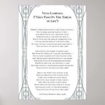 Vitai Lampada Newbolt Poem Large Poster | Zazzle