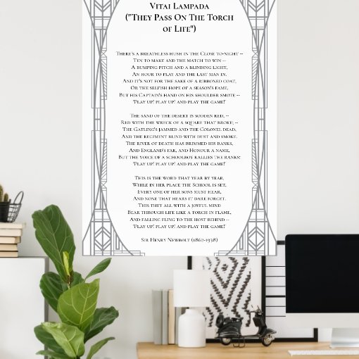 Vitai Lampada Newbolt Poem Large Poster | Zazzle