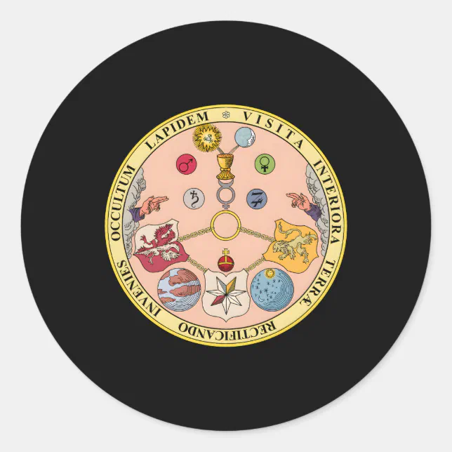 Vitriol Rosicrucian Secret Symbols Alchemy Classic Round Sticker | Zazzle