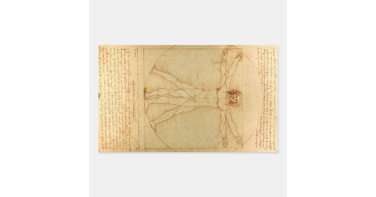 Vitruvian Man by Leonardo Da Vinci Rectangular Sticker | Zazzle