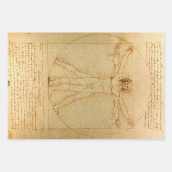 Vitruvian Man by Leonardo Da Vinci Wrapping Paper Sheets | Zazzle