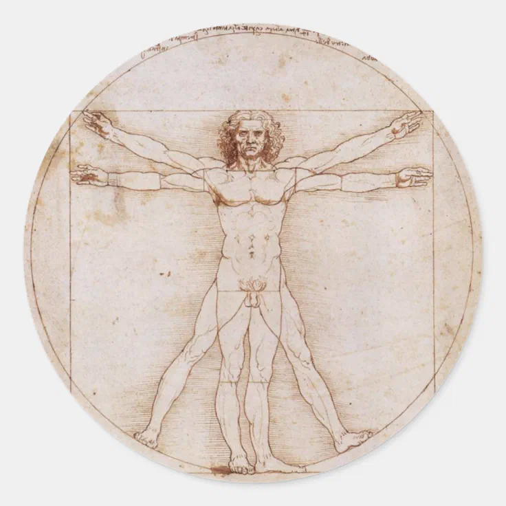 Vitruvian Man Classic Round Sticker | Zazzle