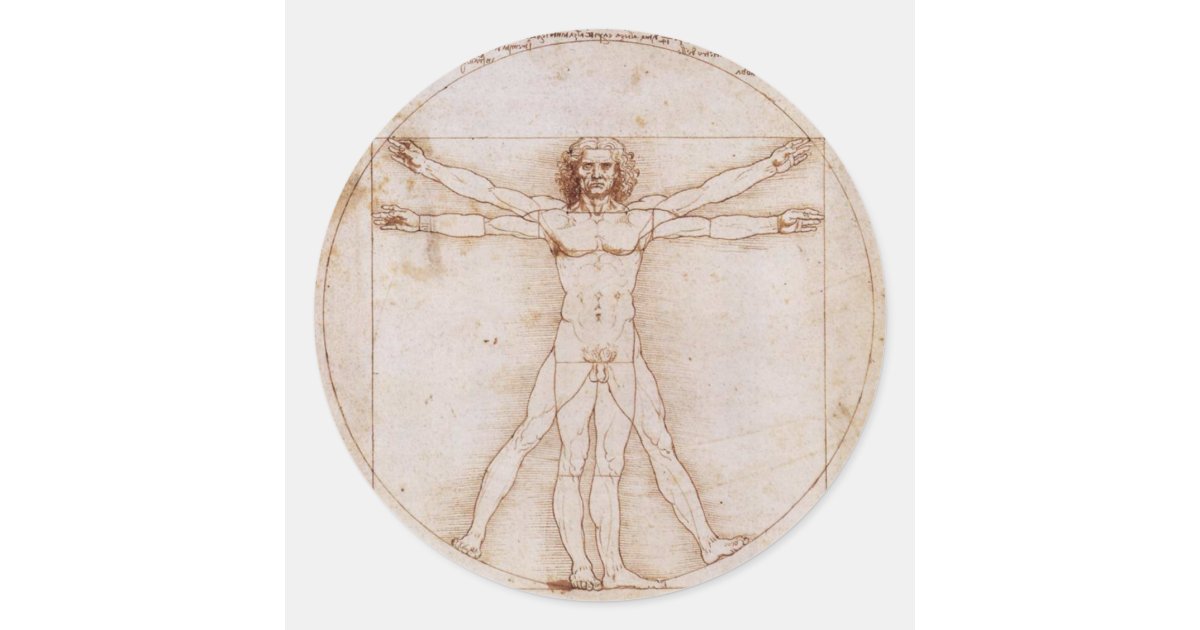 Vitruvian Man Classic Round Sticker | Zazzle