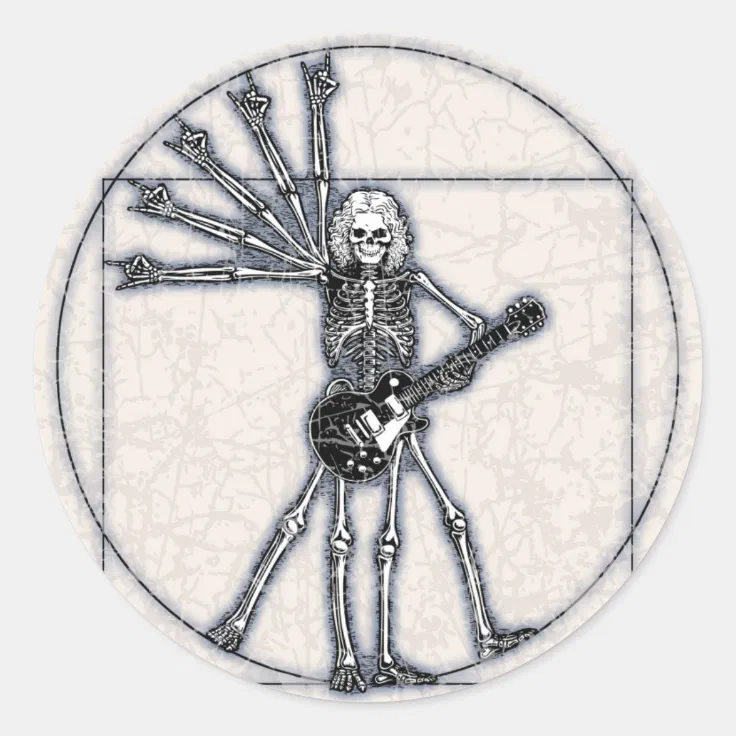 Vitruvian Skeleton Classic Round Sticker | Zazzle
