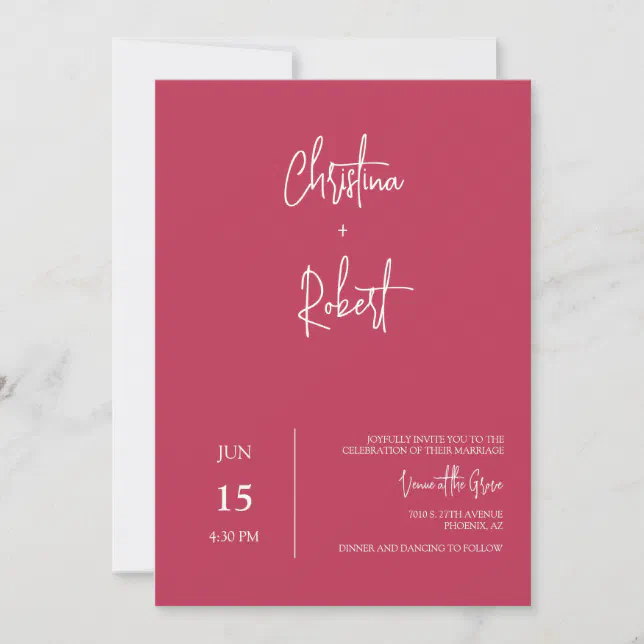 Viva Magenta Modern Boho Wedding Photo QR Code Invitation | Zazzle