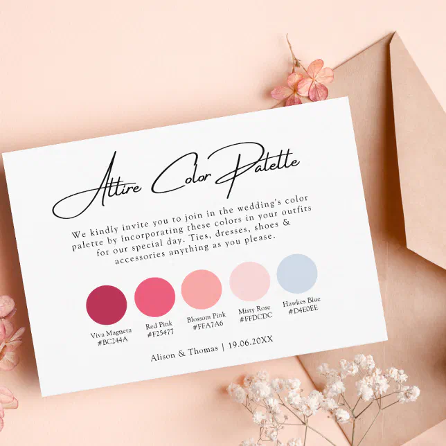 Viva Magenta Spring Wedding Color Attire Palette E Enclosure Card | Zazzle