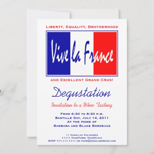 Vive La France Party Invitation with French Flag | Zazzle